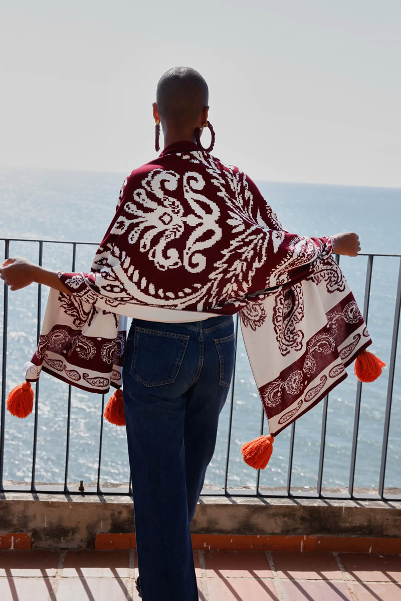 Hilo Real Shawl Burgundy/Ivory – Couper