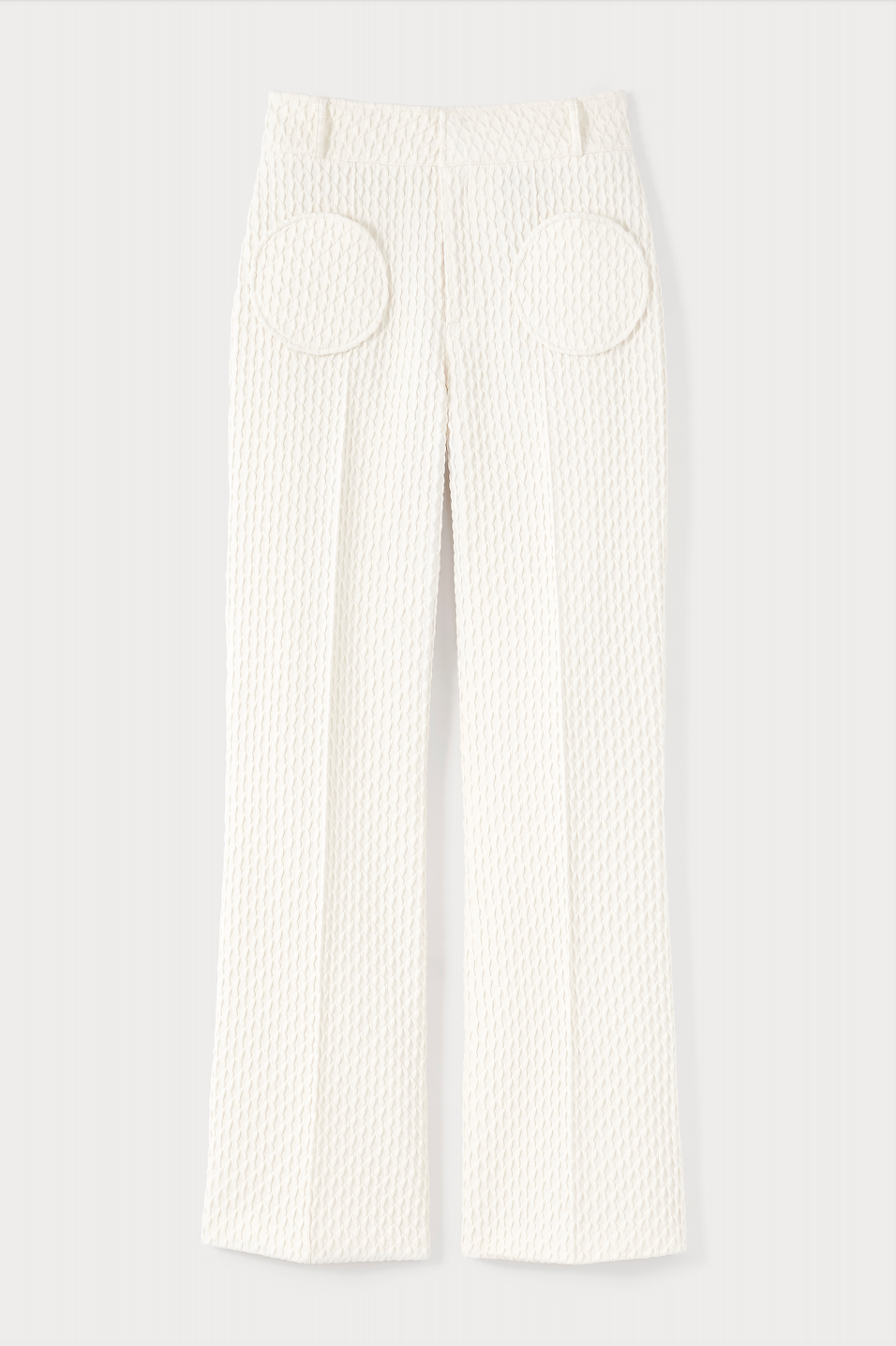 ECRU Flutter Flared Pants With Circular Pockets – Couper